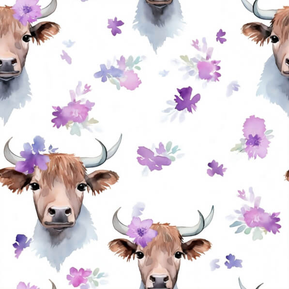 Download Seamless Cow Pattern with Purple Flowers Patterns Online ...
