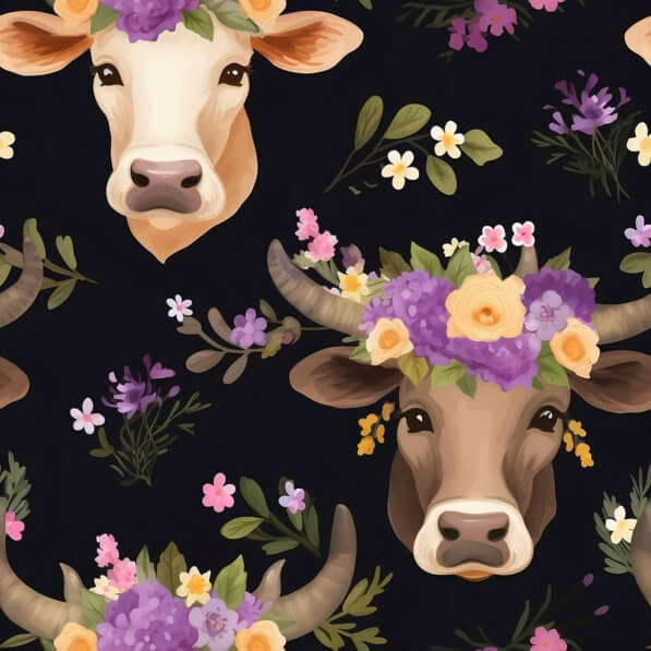 Download Floral Crown Cows Seamless Pattern Patterns Online - Creative ...