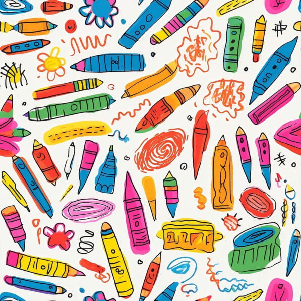 Download Colorful Hand-Drawn Seamless Pattern with Crayons, Markers ...