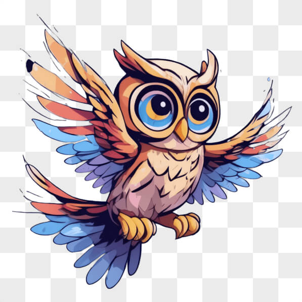 Download Cartoon Owl Flying in the Air Cartoons Online - Creative Fabrica
