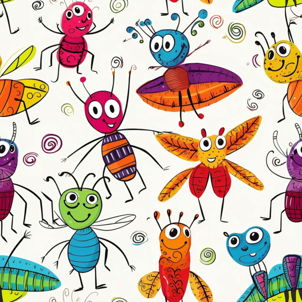 Download Colorful Bug Seamless Pattern for Children's Rooms Patterns ...