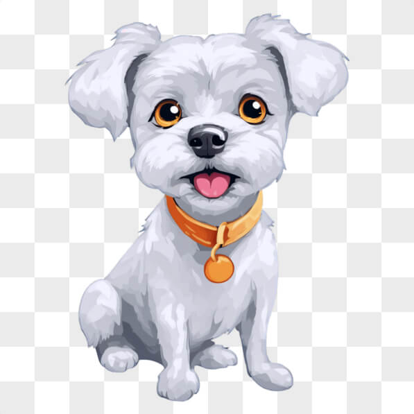 Descarga Perro blanco con collar naranja sobre fondo negro Cartoons En ...
