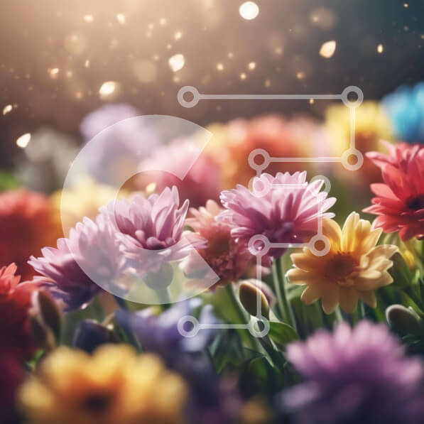 Vibrant Blooming Flowers in the Sunlight stock photo | Creative Fabrica