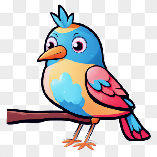 Descarga Pájaro de dibujos animados colorido en rama de árbol Cartoons ...
