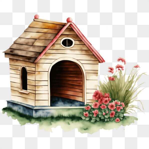 Download Colorful Dog House with Flowers PNGs Online - Creative Fabrica