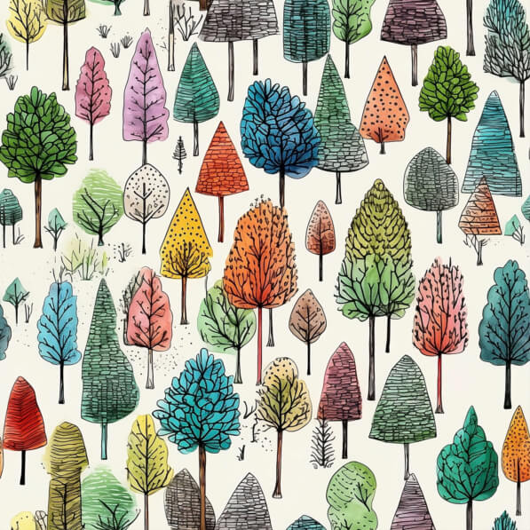 Download Colorful Hand-Drawn Tree Pattern Patterns Online - Creative ...