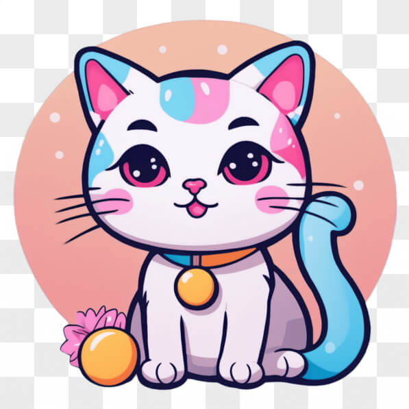 Download White and Pink Cat Sitting in Orange Circle Cartoons Online ...