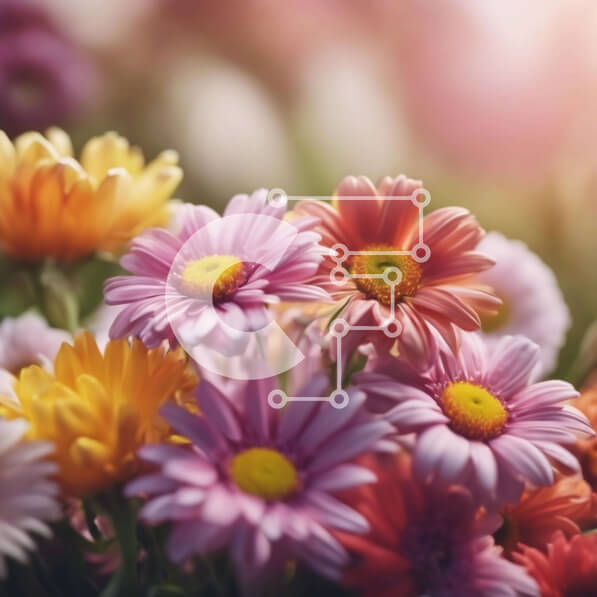 Colorful Flower Bouquet with Daisies, Roses, and Carnations stock photo ...