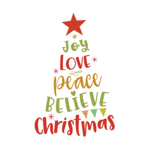 Download Christmas Tree with Joy, Love, Peace, and Believe Quotes ...