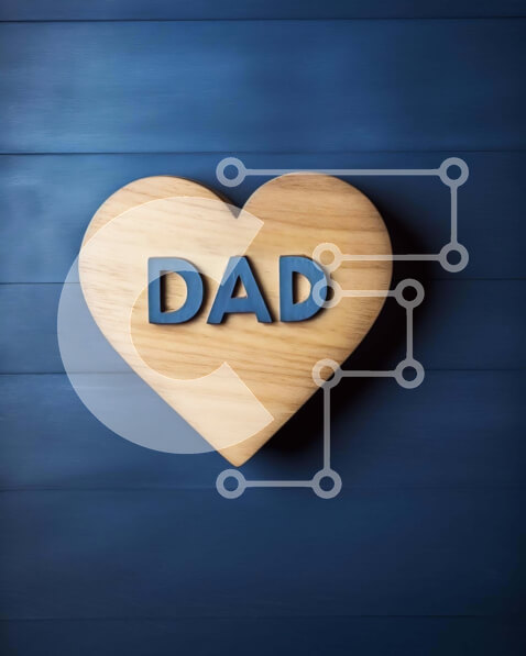 Download Wooden Heart with 'Dad' Engraving on Blue Background ...