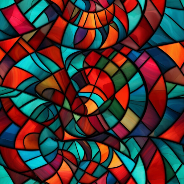 Download Colorful Stained Glass Pattern with Swirling Shapes and Bright ...
