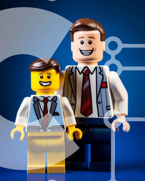 Two Lego Figures in Suits and Ties stock photo | Creative Fabrica