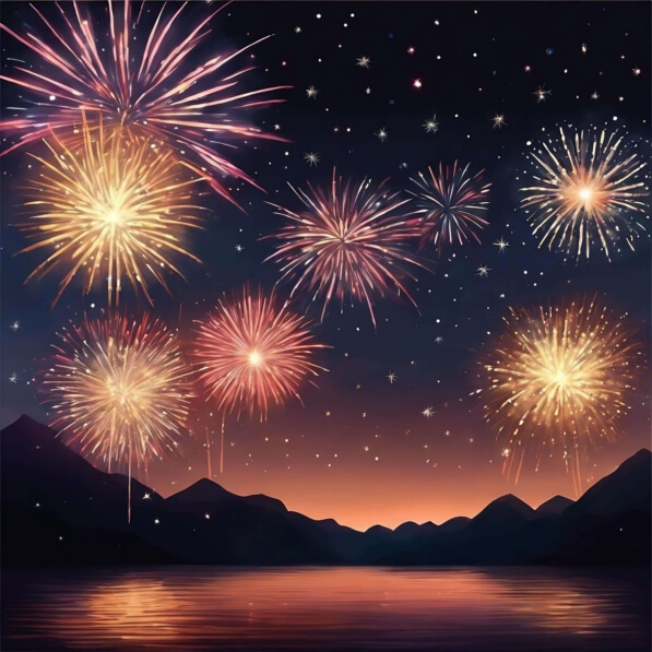 Download Fireworks Display Over a Calm Lake Backgrounds Online ...