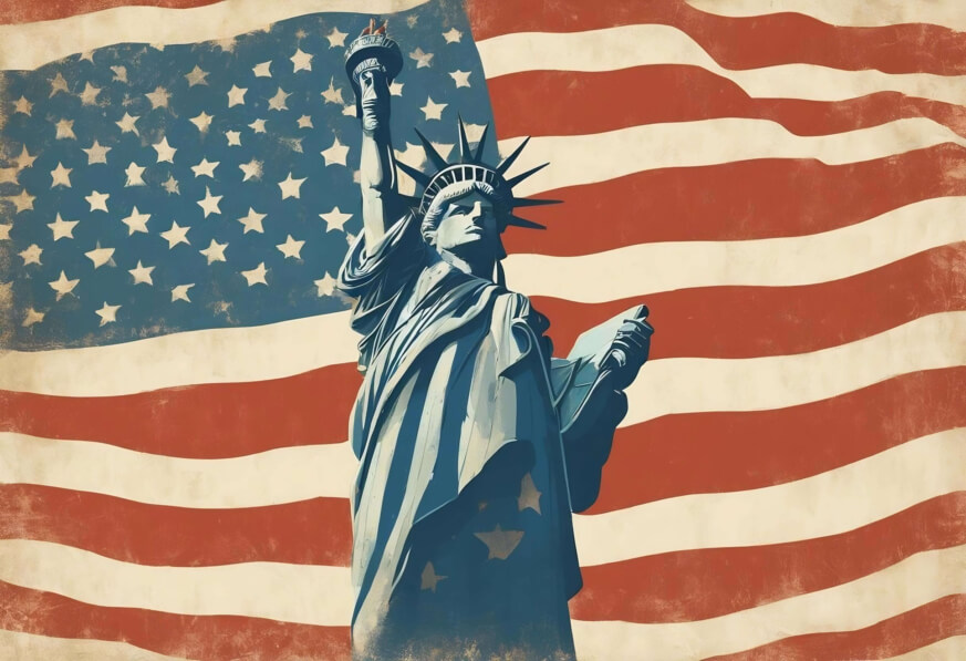 Download Statue of Liberty with American flag Backgrounds Online ...