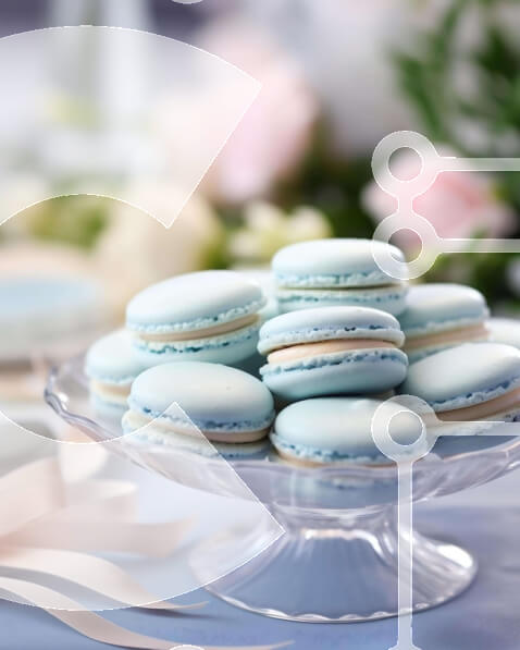 Blue Macaroons and Flowers - Serene and Tranquil Image stock photo ...