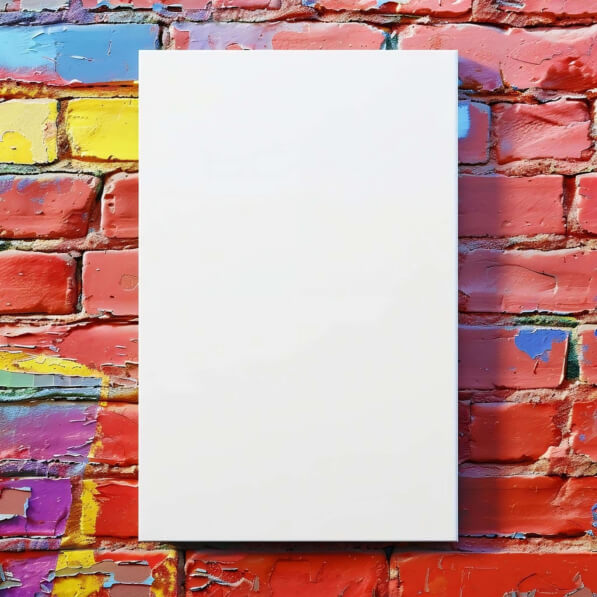 Download White Poster on Colorful Brick Wall Mockups Online - Creative ...