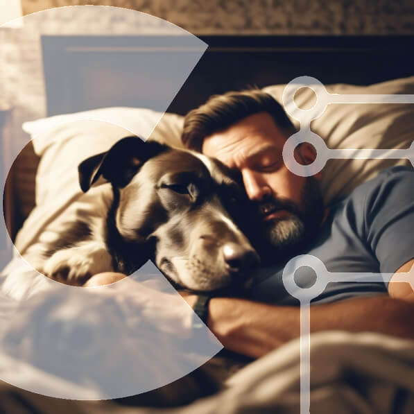 Man and Dog Sleeping Together stock photo | Creative Fabrica
