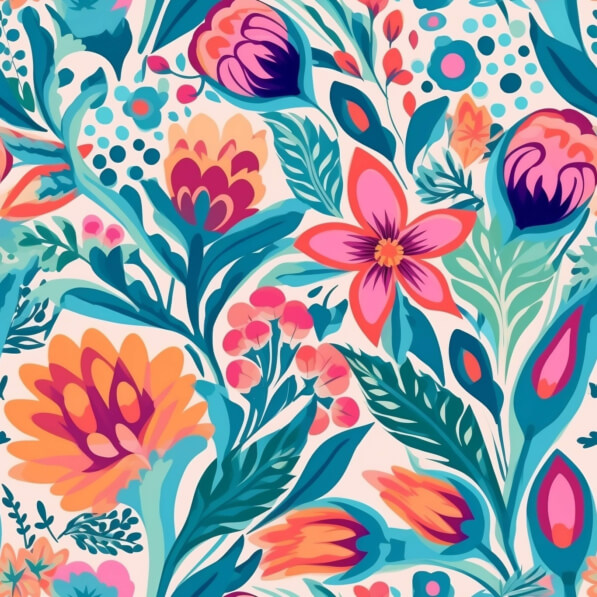 Download Colorful Floral Pattern with Brightly Colored Flowers and ...