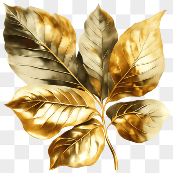 Download Artistic Gold Leaf Arrangement on Black Background PNG Online ...