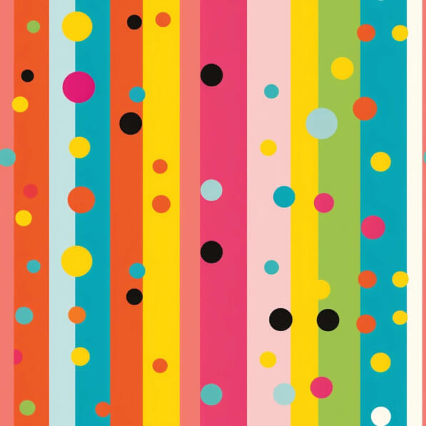 Download Colorful Stripe Pattern with Black and White Polka Dots ...
