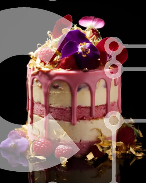 Gorgeous Pink Cake with Floral Decorations stock photo | Creative Fabrica