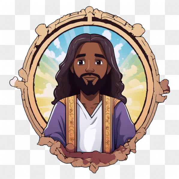 Download Cartoon Illustration of Jesus Christ with Ornate Frame ...
