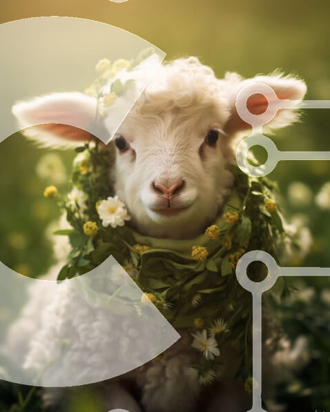 Happy and Contented Sheep in a Grass Field with Flowers stock photo ...