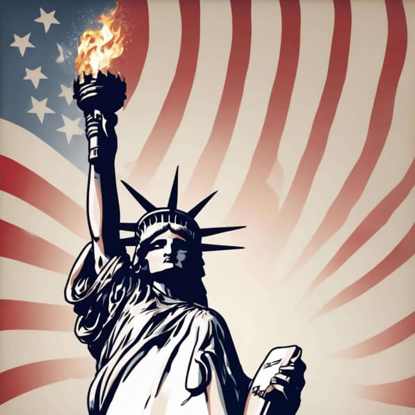 Download Statue of Liberty with American Flag - Patriotic Symbolism ...