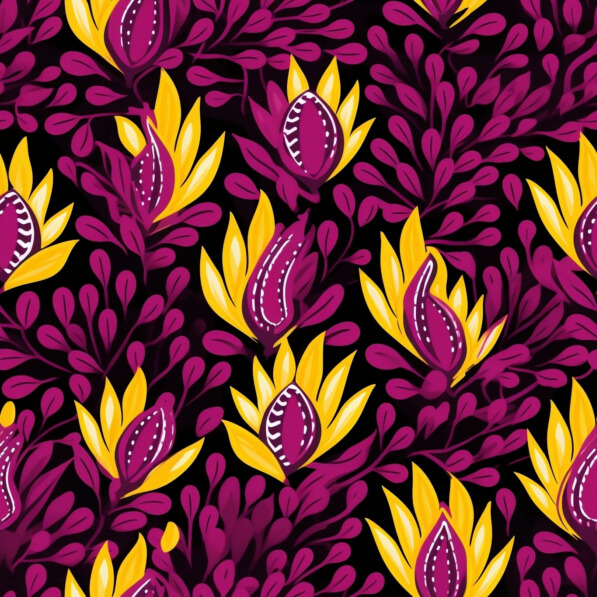 Download Seamless Floral Pattern with Purple, Yellow, and Green Flowers ...
