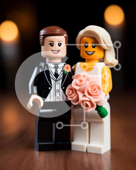 Descarga Pareja de bodas de Lego con ramos y velas Fotos de Archivo En ...
