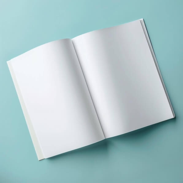 Download Open Book on Blue Background with Empty Page Mockups Online ...