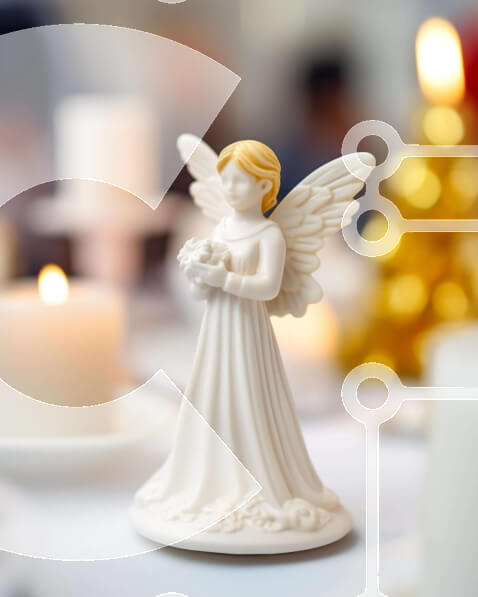 Elegant Angel Figurine and Table Setting stock photo | Creative Fabrica