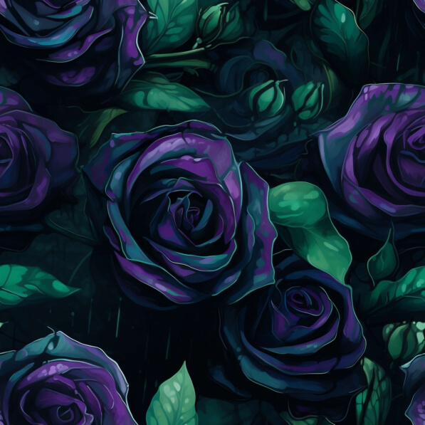 Download Seamless Purple Rose Pattern with Green Leaves Background ...