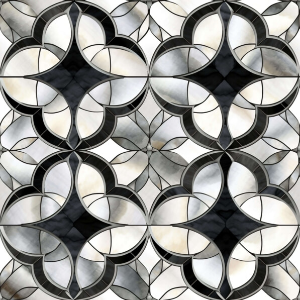 Download Black and White Stained Glass Tile Design with Circles ...