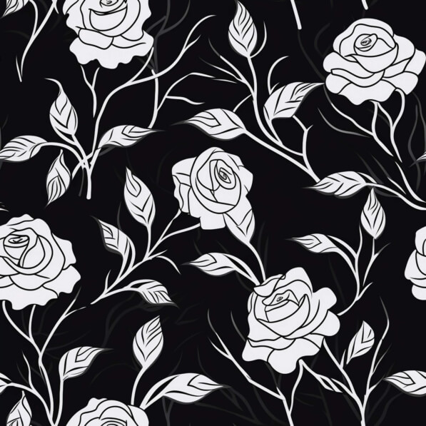 Download Seamless White Rose Pattern on Black Background Patterns ...
