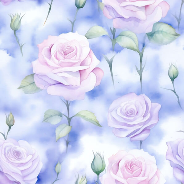 Download Seamless Pattern of Pink and White Rose Clouds on Blue ...