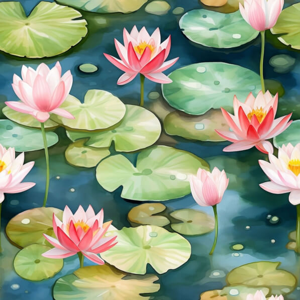 Download Seamless Pink Water Lilies Pond Pattern Patterns Online ...