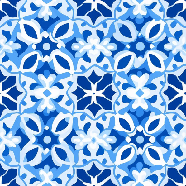 Baixe Padrão de Azulejos Florais Azuis e Brancos Padrões - Creative Fabrica