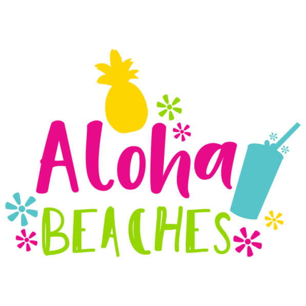 Download Colorful Aloha Beaches Smoothie Logo with Pineapples and ...