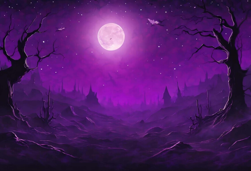 Descarga Paisaje Morado con Luna Llena y Árboles Fondos En Línea ...