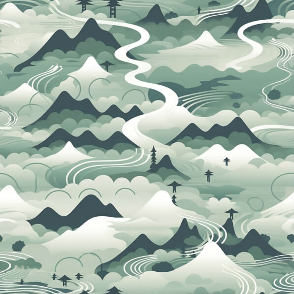 Download Seamless Mountain and River Pattern with Birds Patterns Online ...