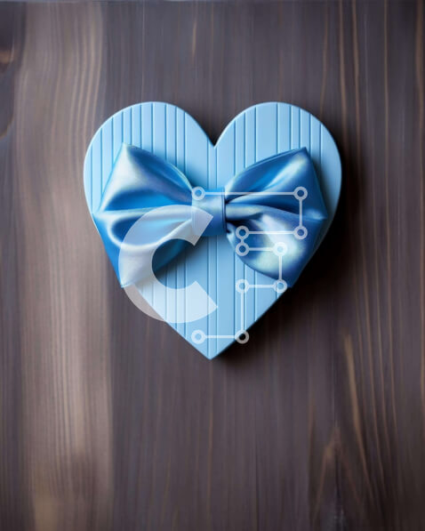 Blue Heart-Shaped Box with Elegant Bow stock photo | Creative Fabrica