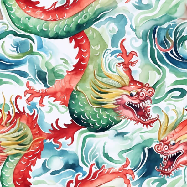 Download Traditional Chinese Watercolor Painting of Swimming Dragons ...