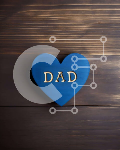 Download Blue Heart with 'Dad' Engraving on Wooden Background ...