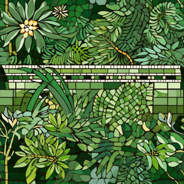 Download Stained Glass Pattern with Green Plants and Trees Patterns ...