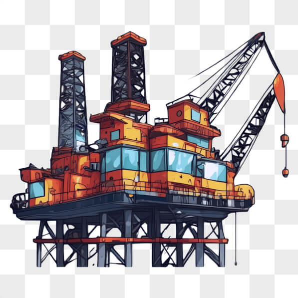 Download Industrial Oil Rig with Large Crane Cartoons Online - Creative ...