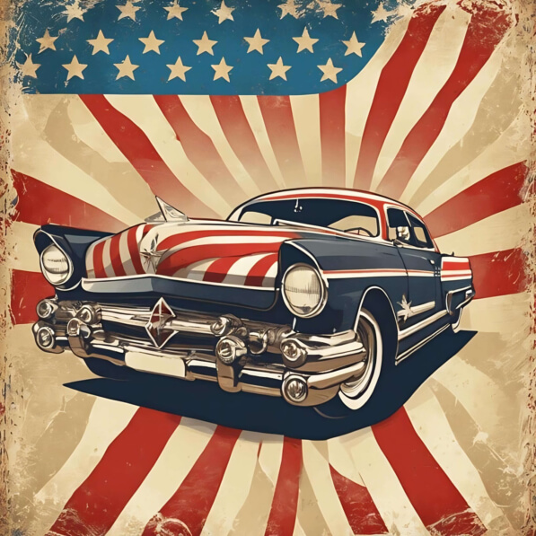 Download Vintage Car with American Flag Background Backgrounds Online ...