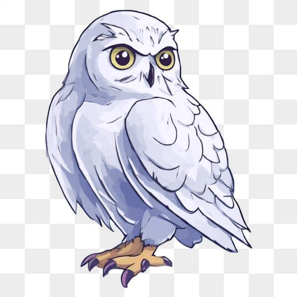 Download White Owl with Yellow Eyes and Large Feet on Black Background ...