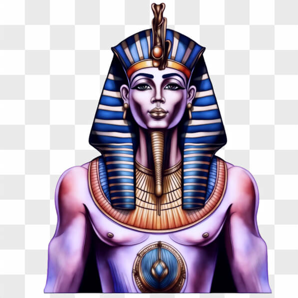 Download Ancient Egyptian Pharaoh in Blue and Gold Headdress PNG Online ...