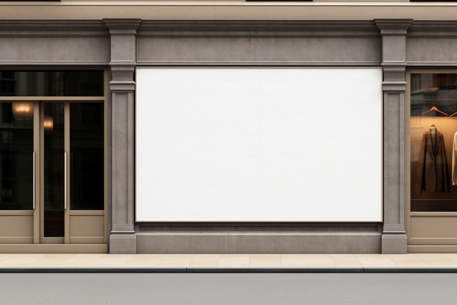 Descarga Local Vacío con Cartelera Blanca y Sillas Mockups En Línea ...